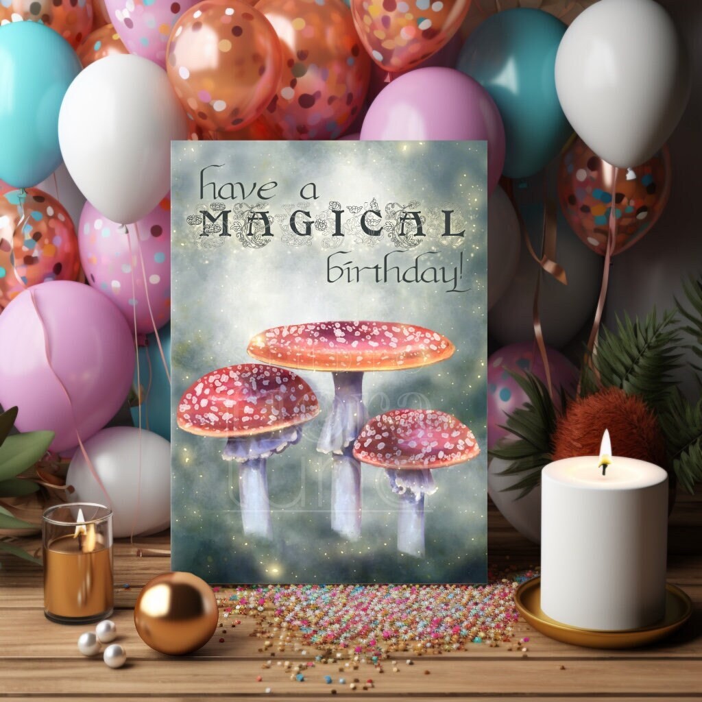 Mushroom Birthday Card Printable Birthday Card Magical - Etsy