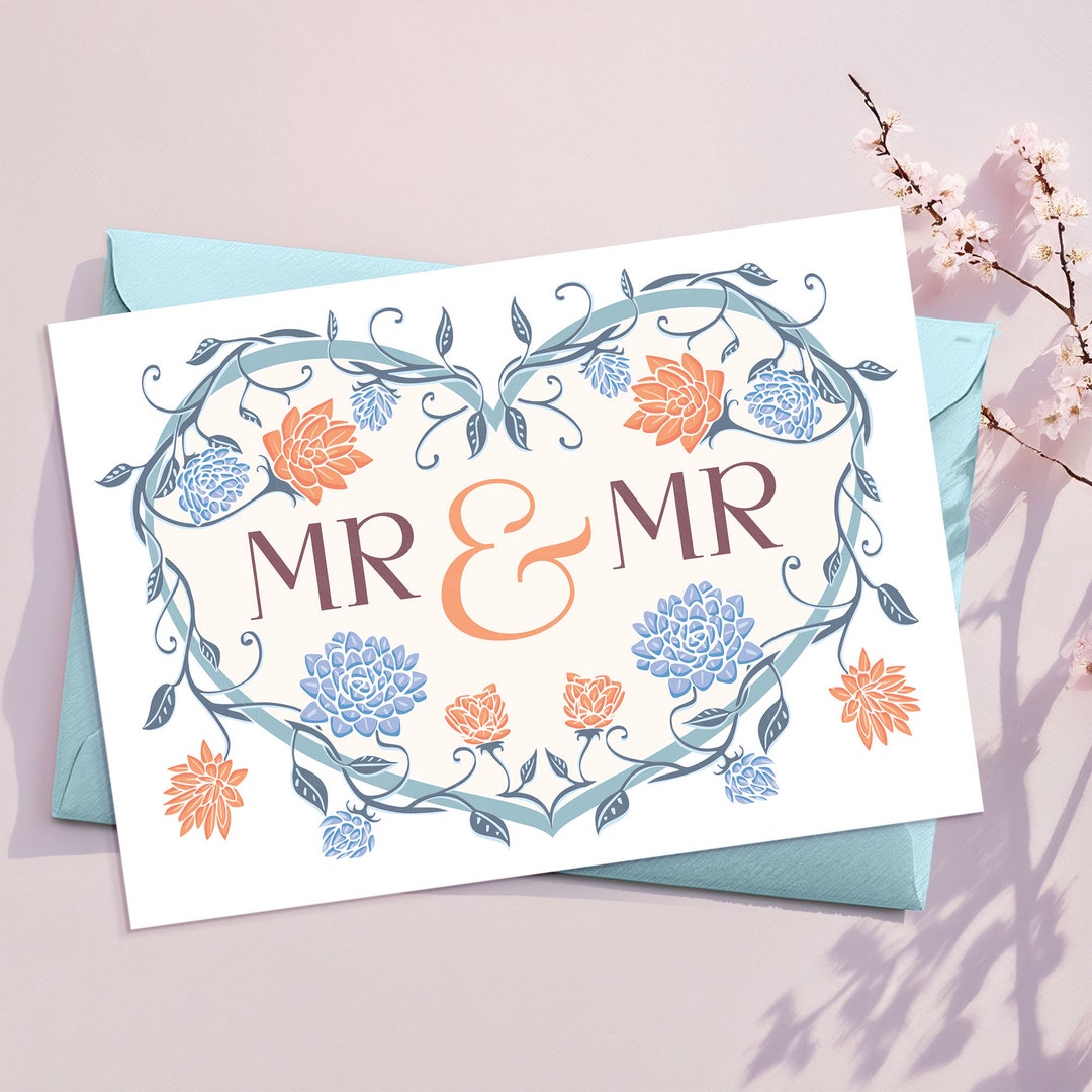Mr and Mr Card for Gay Wedding Congrats Gay Marriage Card for Groom and ...