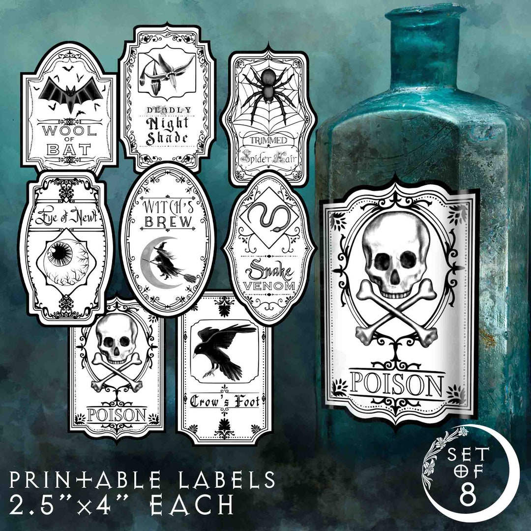 Printable Potion Bottle Labels Apothecary Stickers Witchcraft Decor ...