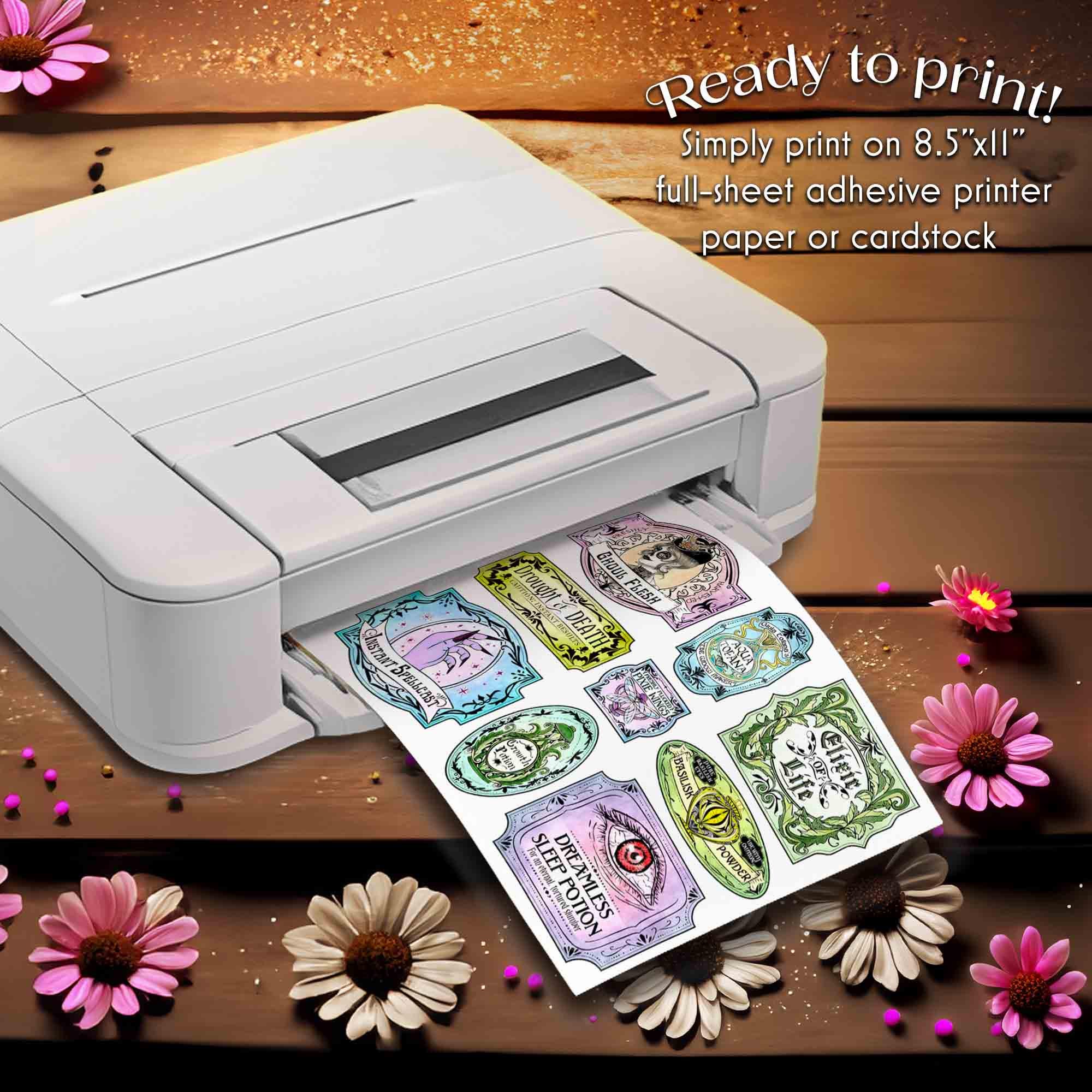 Witchcraft Sticker Magic Potion Bottle Label Apothecary Printable Aqua ...