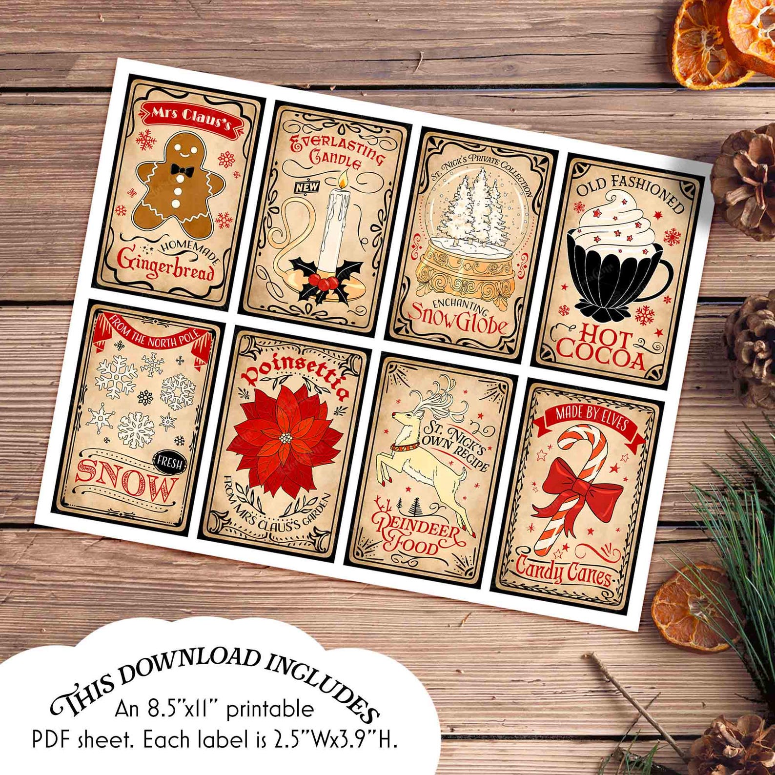 Printable Christmas Label Apothecary Old Fashioned Ephemera Retro Xmas ...