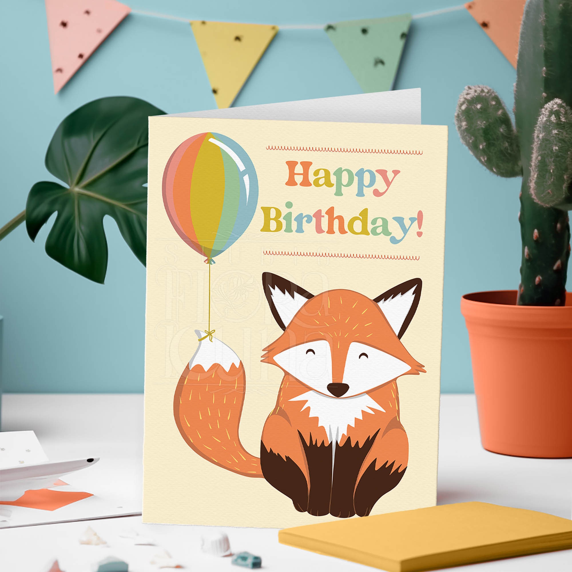 Childrens Birthday Card Printable Fox Birthday Card for Animal Lover ...