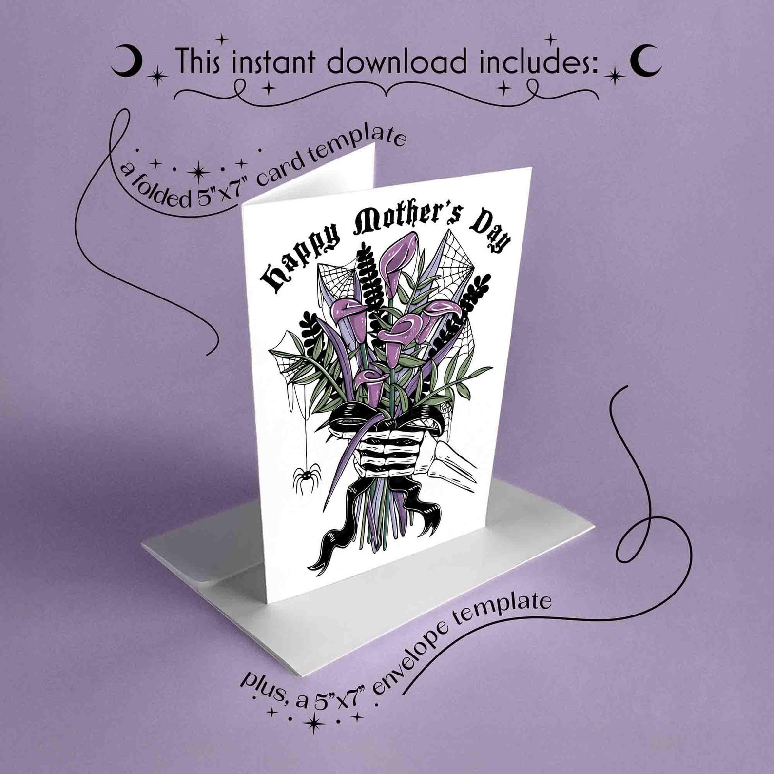 Printable Mothers Day Gothic Card for Spooky Moms, Creepy Cute DIY ...