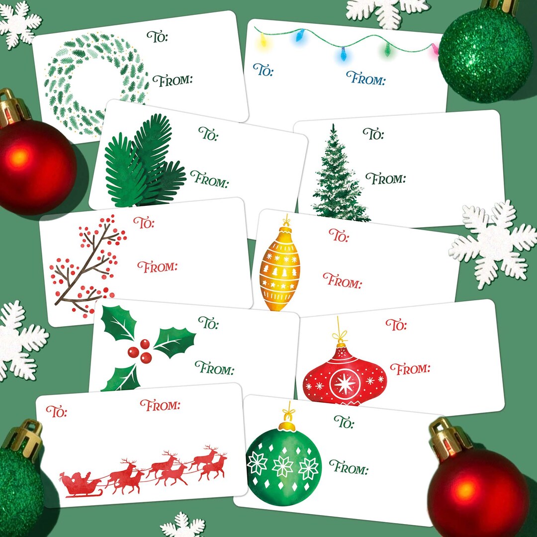 Xmas Gift Tag Avery Label Printable Gift Tag Sticker for Christmas ...