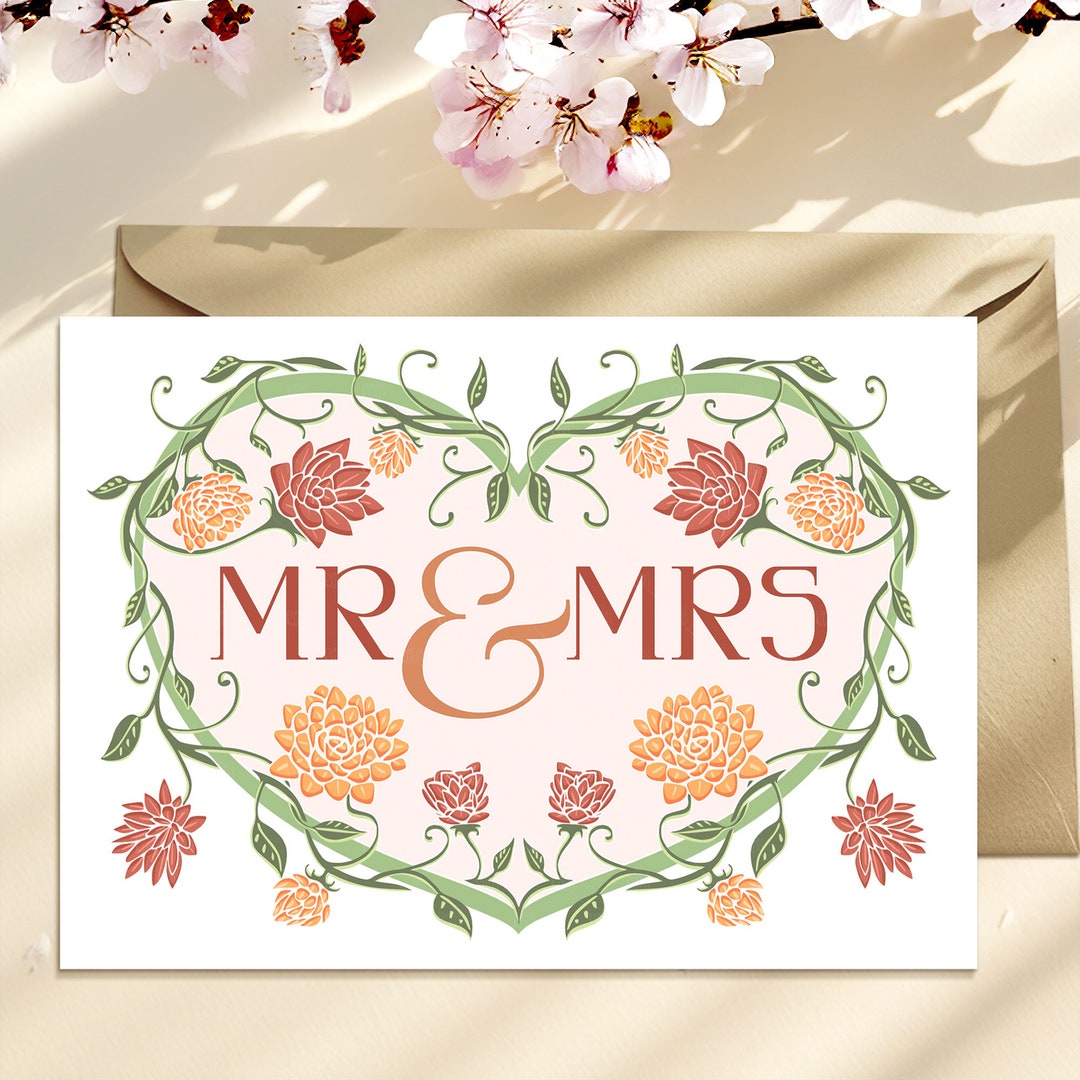 Mr and Mrs Card Printable Wedding Congrats Card for Happy Couple Card ...