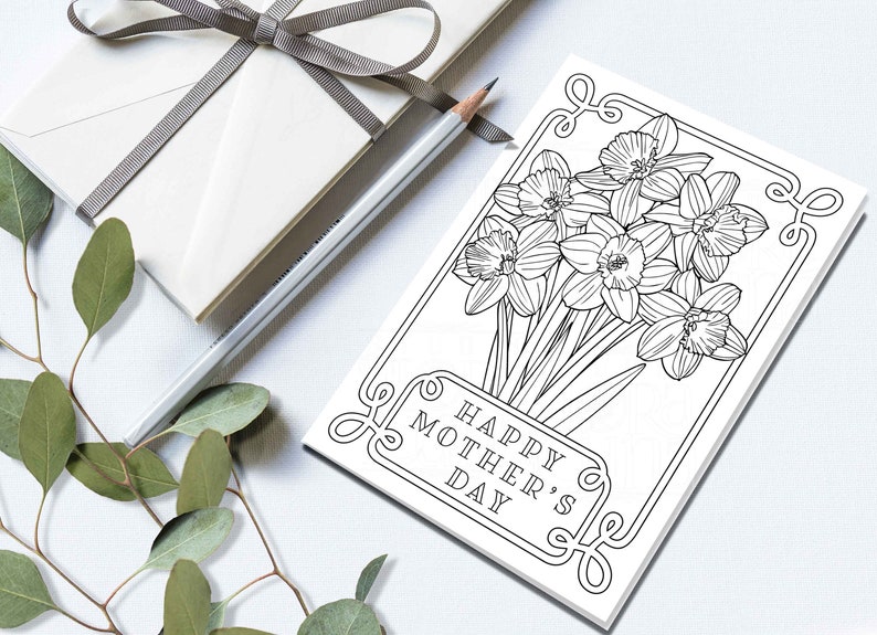Mothers Day Coloring Card Printable Coloring Activity for Kids DIY ...