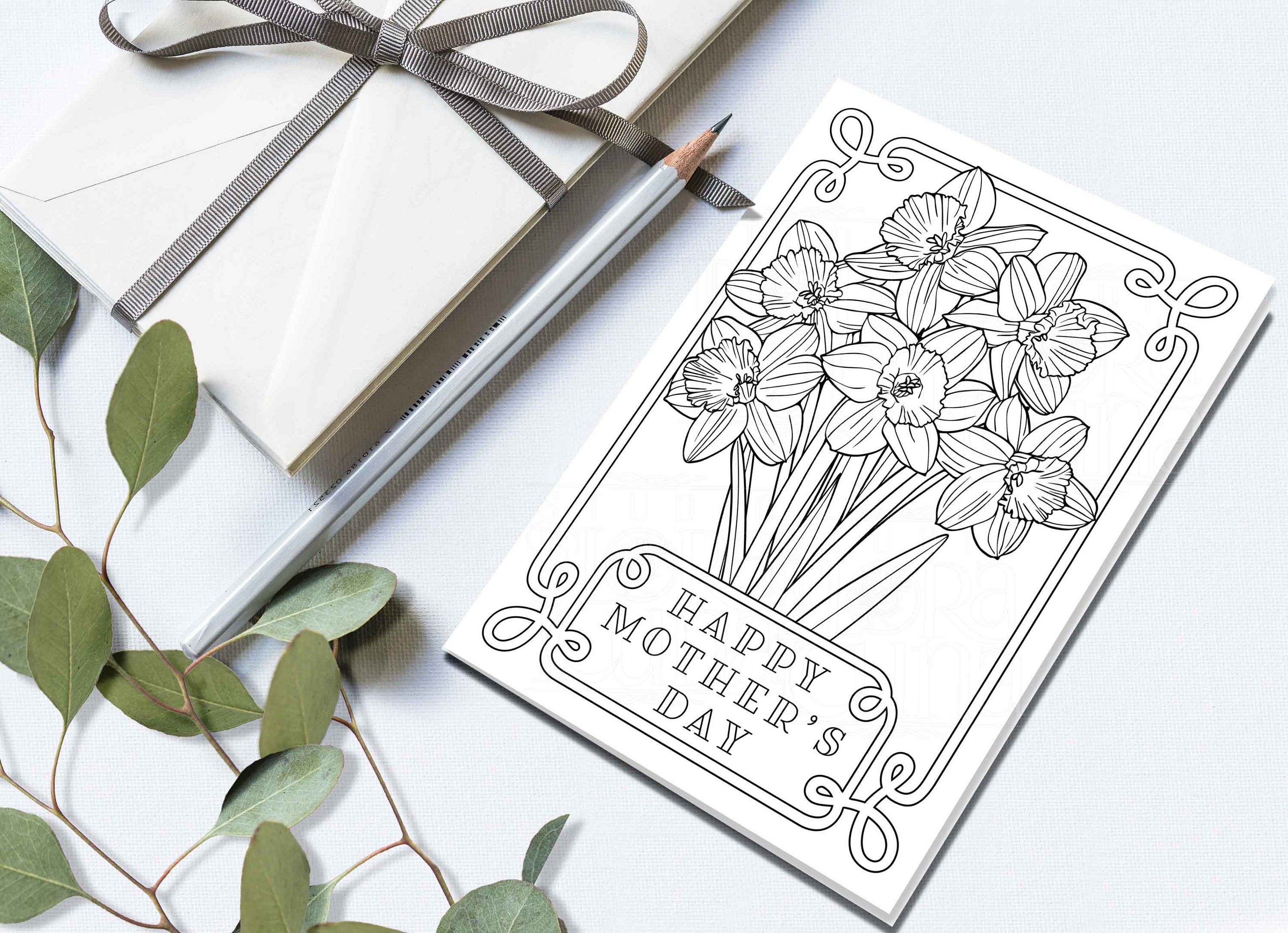 Mothers Day Coloring Card Printable Coloring Activity for Kids DIY ...