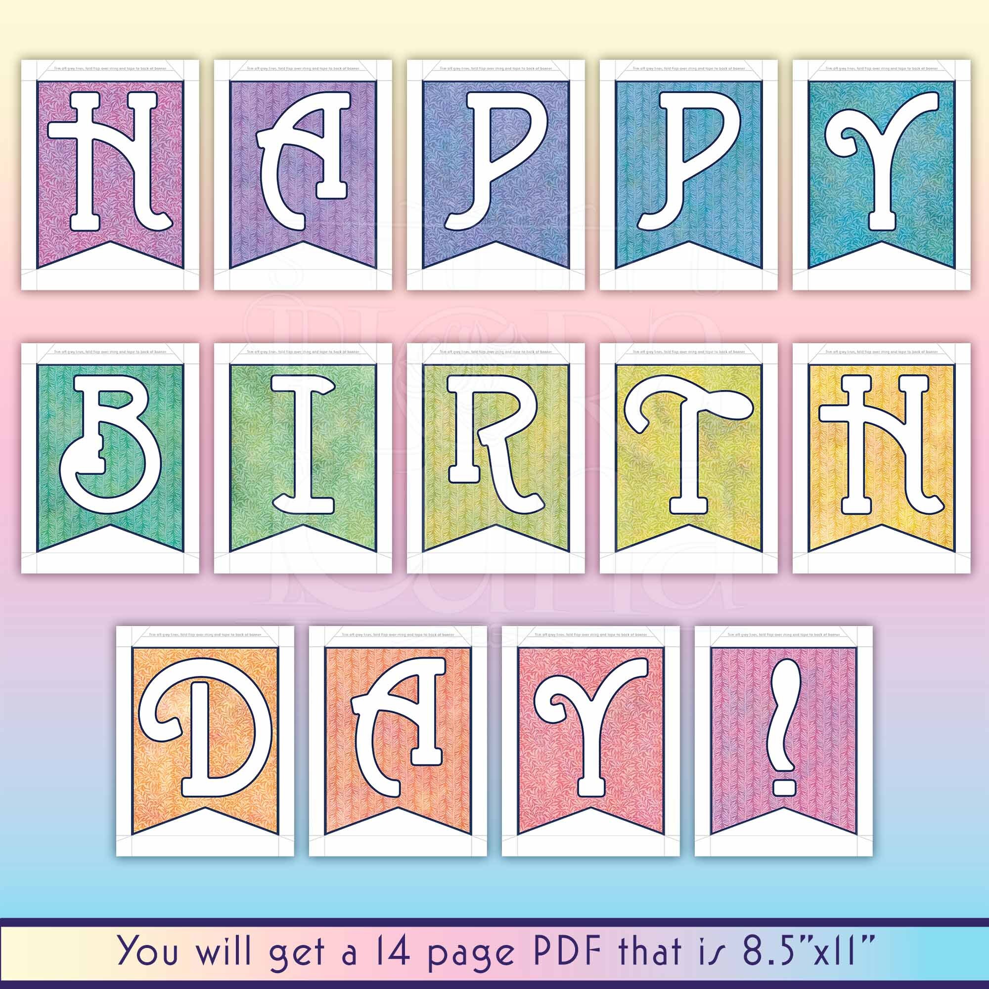 Printable Happy Birthday Banner DIY Instant Party Decoration Bunting ...