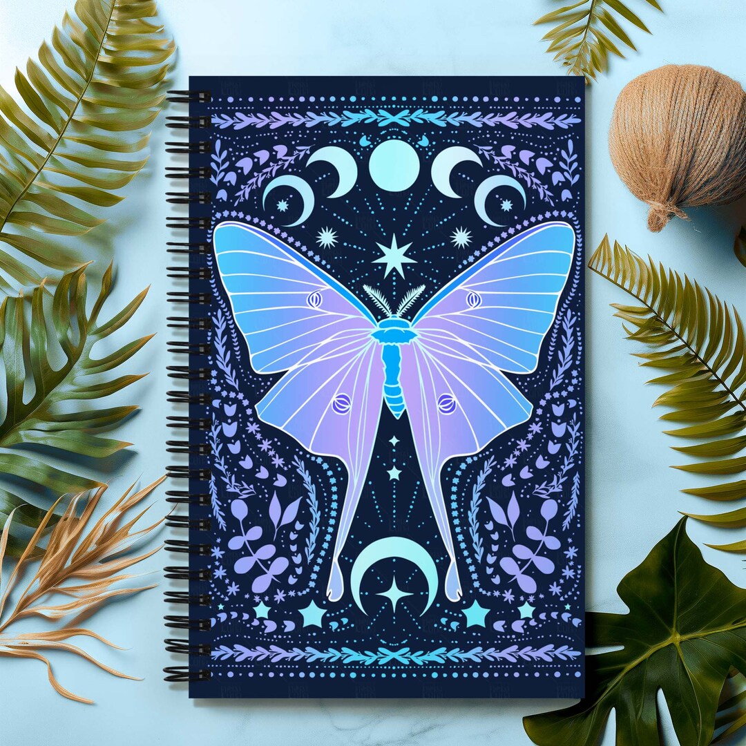 Luna Moth Bullet Journal Dotted Spiral Notebook Witchy Journal Luna ...