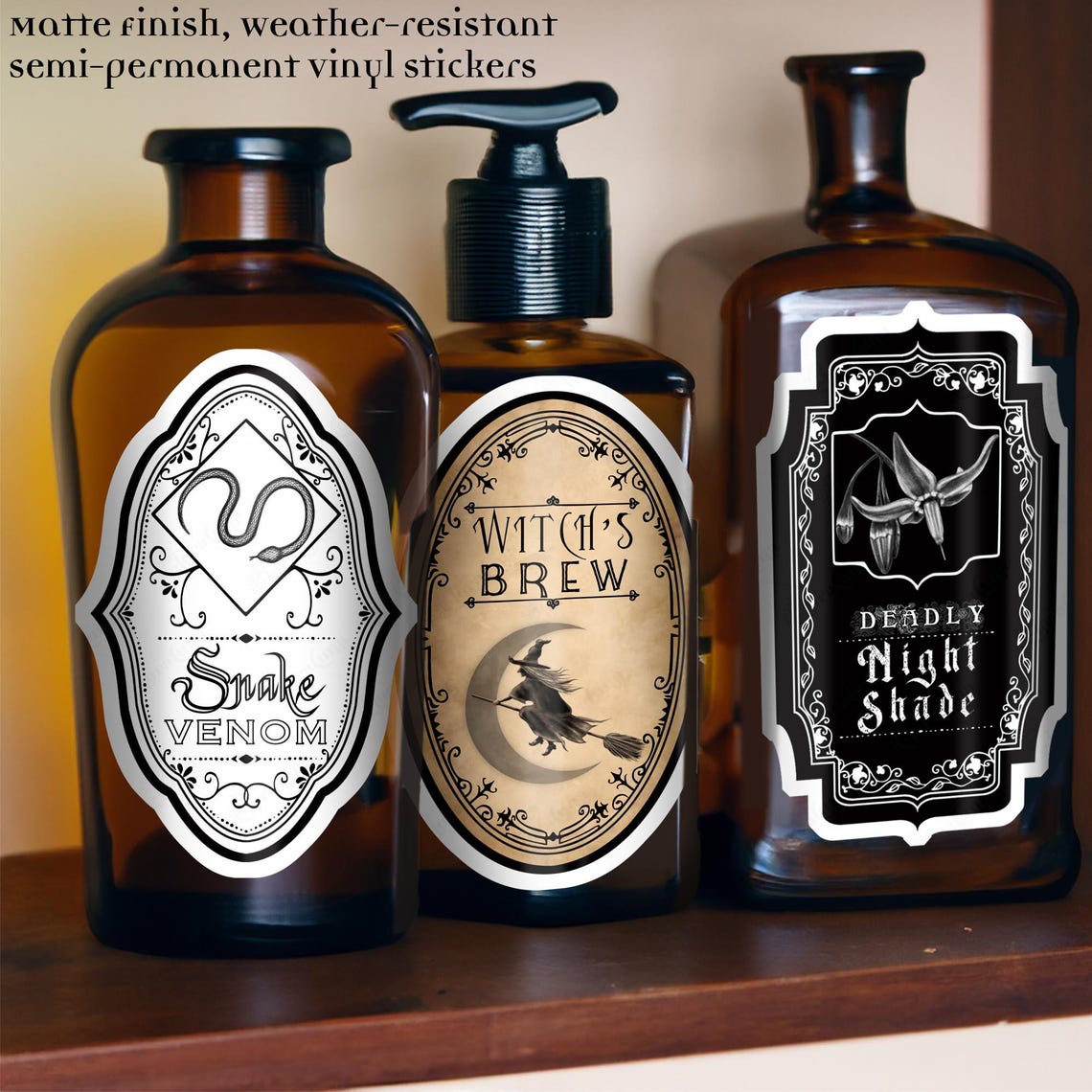 Apothecary Labels Set of 8 Vinyl Sticker Sheet Witch Potion Bottle ...