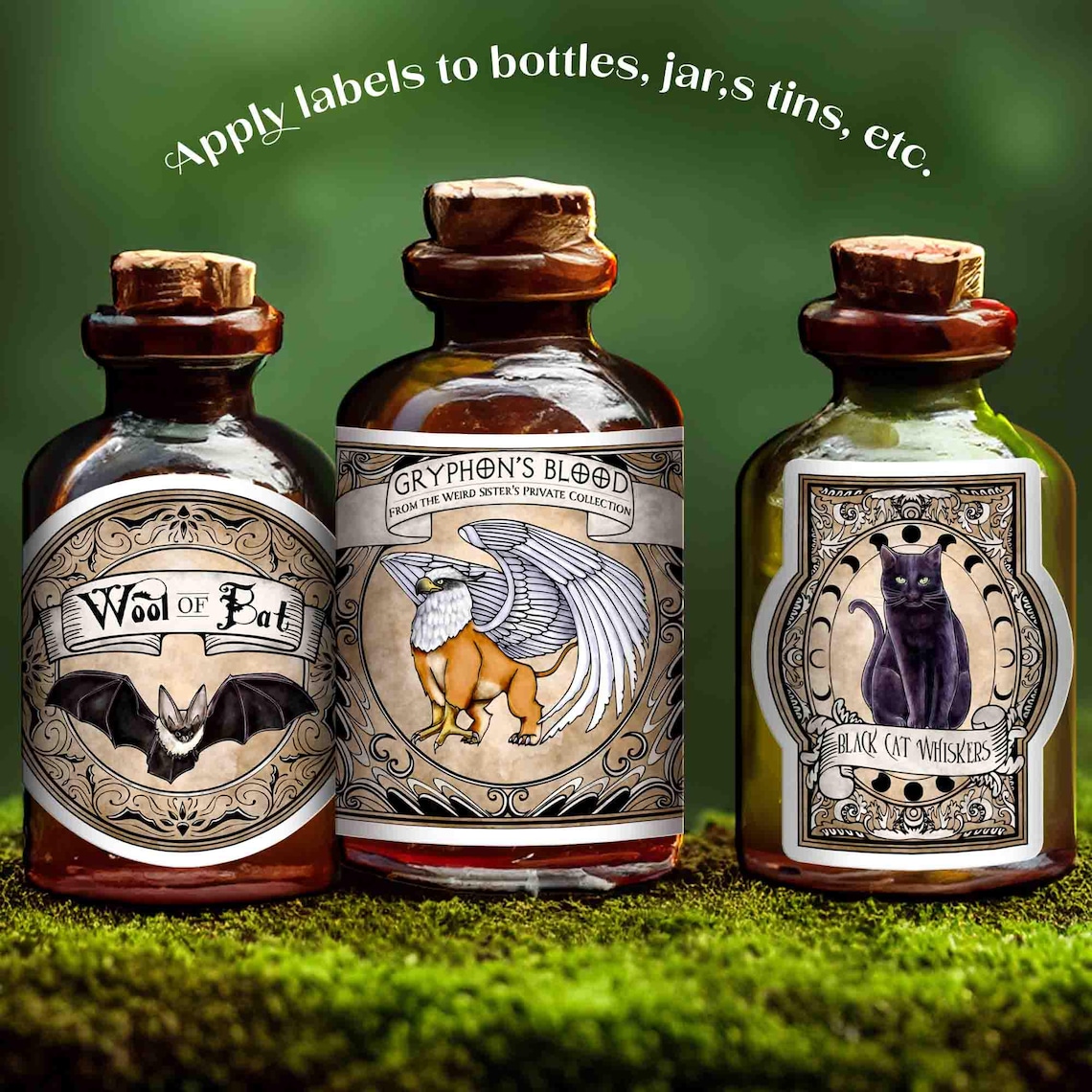 Apothecary Label Set of 12 Vinyl Sticker Sheet Potion Bottle Label ...