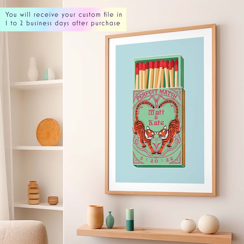 Custom Matchbook Art Perfect Match Couple Gift Personalized Gift for ...