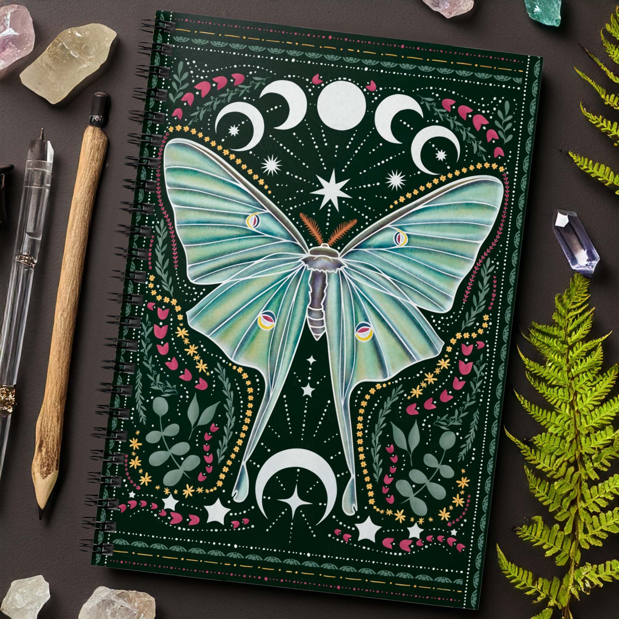 Luna Moth Lined Spiral Notebook Cottagecore Daily Journal Goblincore ...