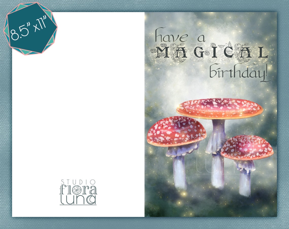 Mushroom Birthday Card Printable Birthday Card Magical - Etsy