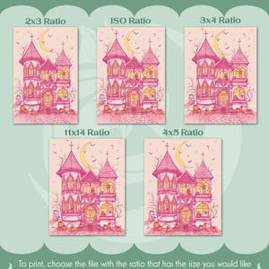Pink Halloween Haunted House Wall Art Cute Witchy Gift for Teen Girl ...