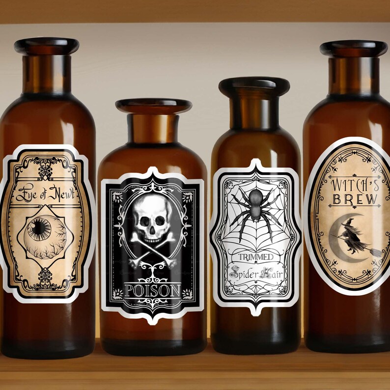 Apothecary Labels Set of 8 Vinyl Sticker Sheet Witch Potion Bottle ...