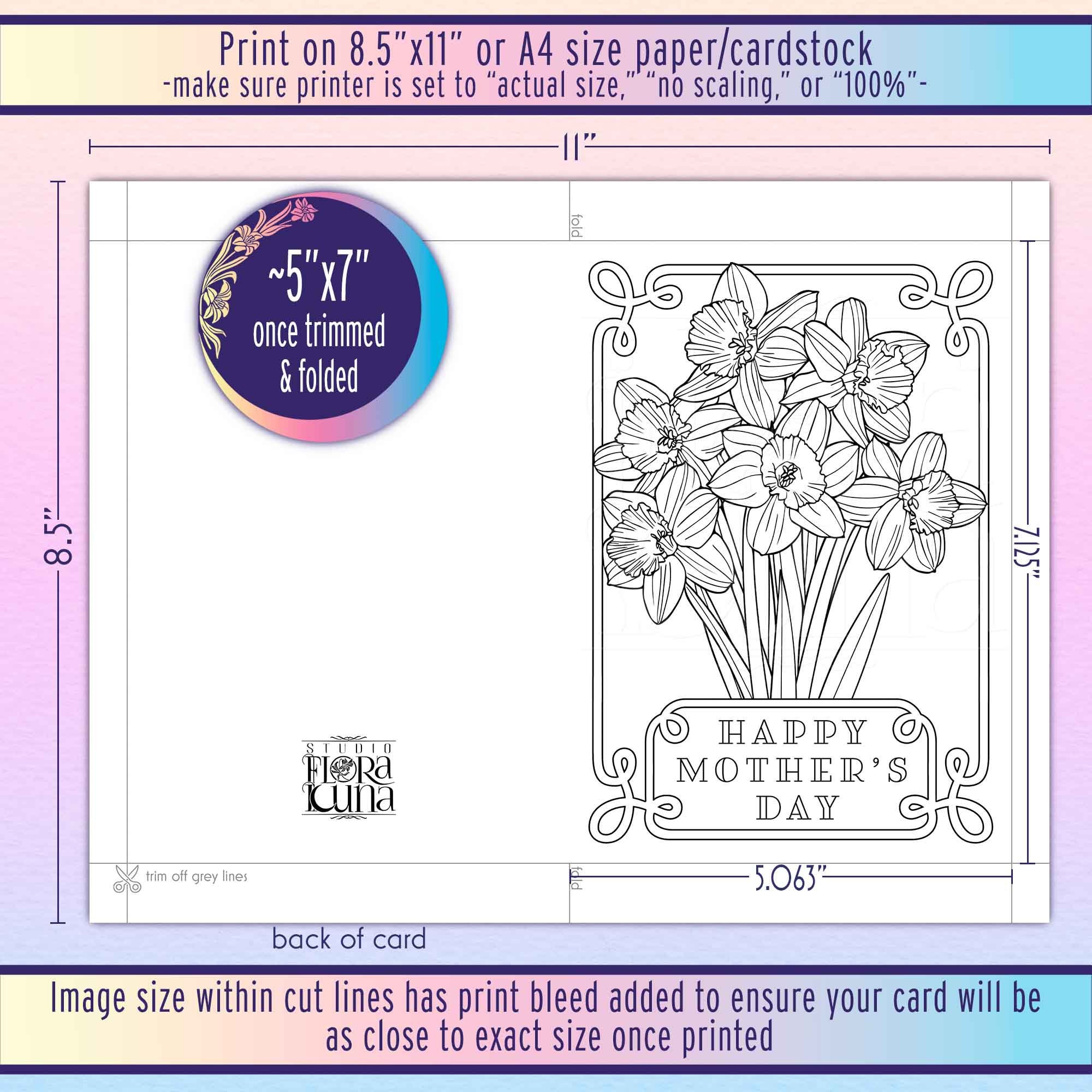 Mothers Day Coloring Card Printable Coloring Activity for Kids DIY ...
