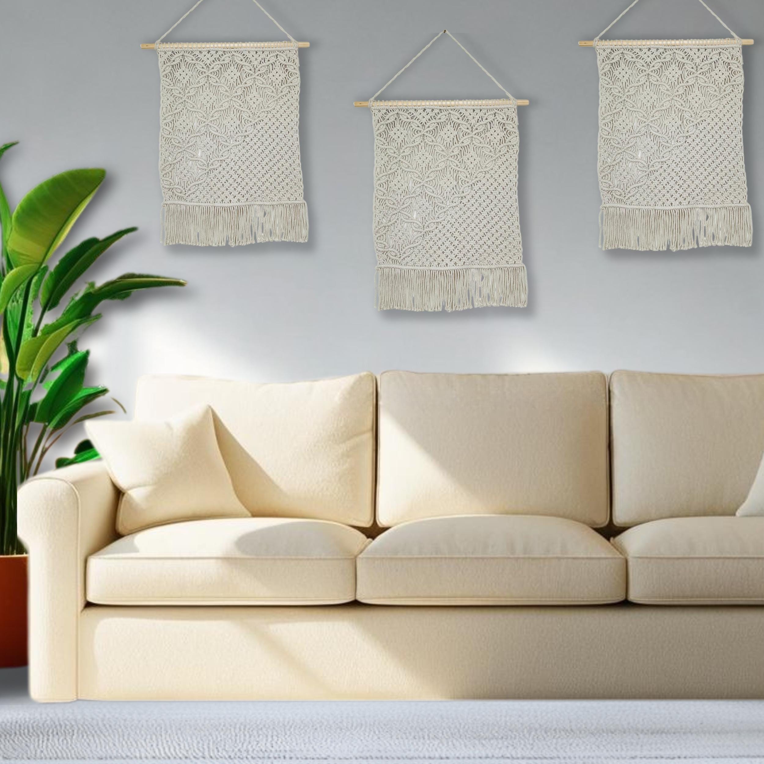 Macrame Wall Hanging - Asymmetrical Handmade Woven Tapestry for Boho ...