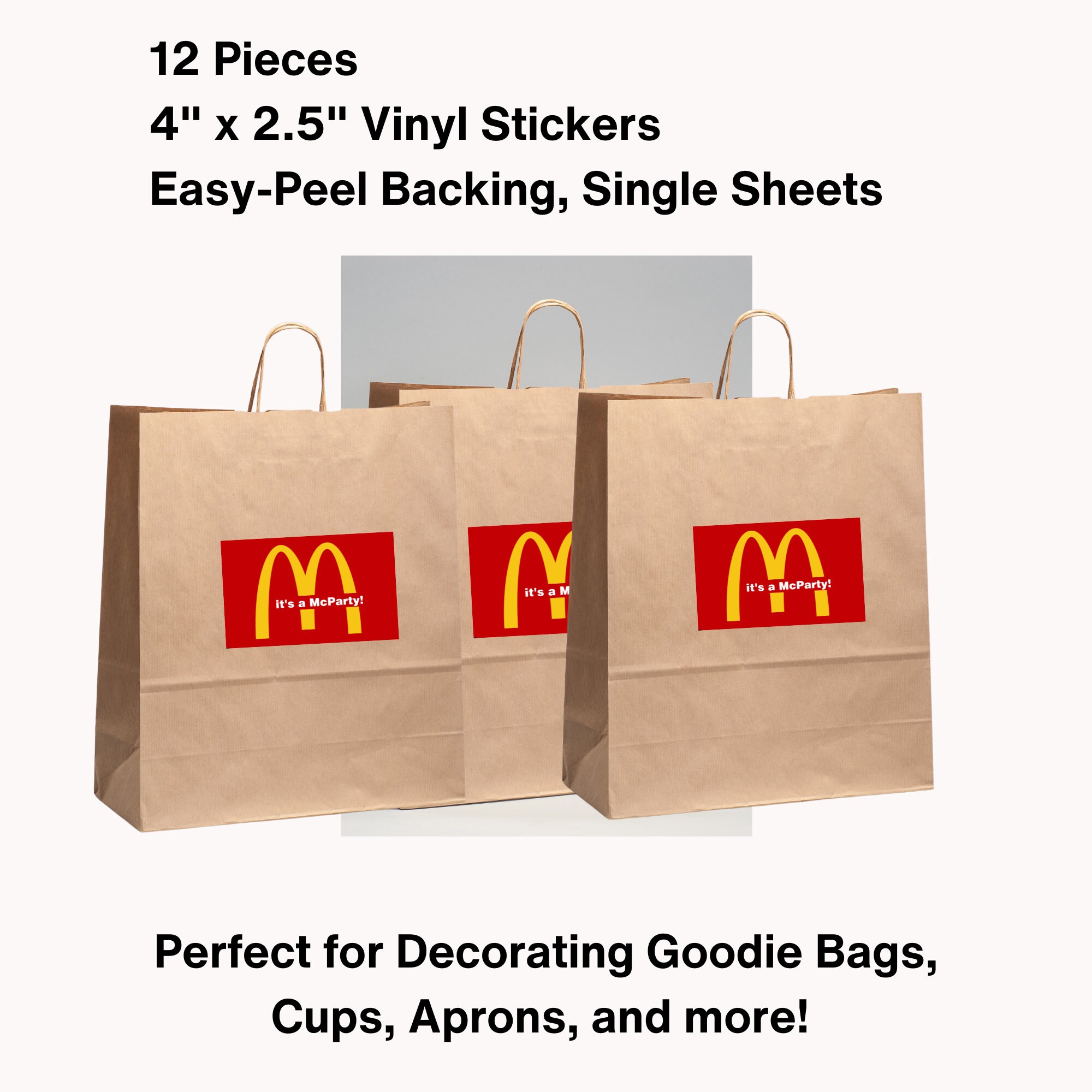 12 Pieces 4 X 2.5 Mcdonalds it's a Mcparty Vinyl Stickers Perfect for ...