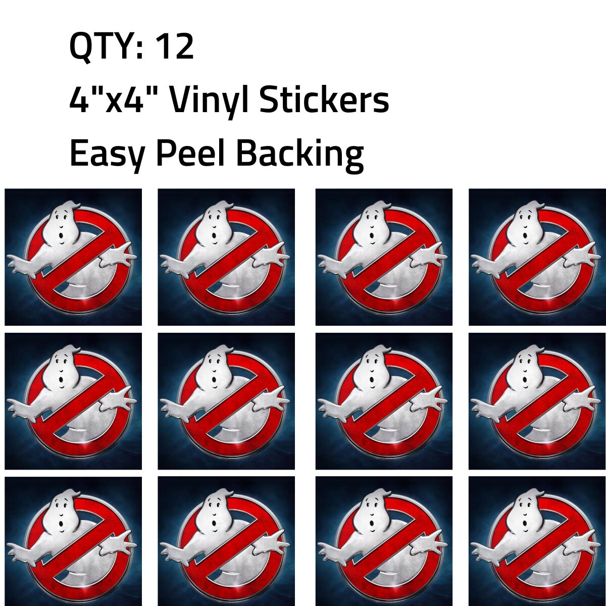 12 Pieces - 4" X 4" Ghostbusters Logo Vinyl Stickers - Perfect for ...