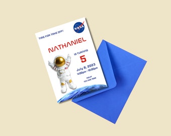 NASA Invitation Kids Astronaut Birthday Invitation Printable Template ...