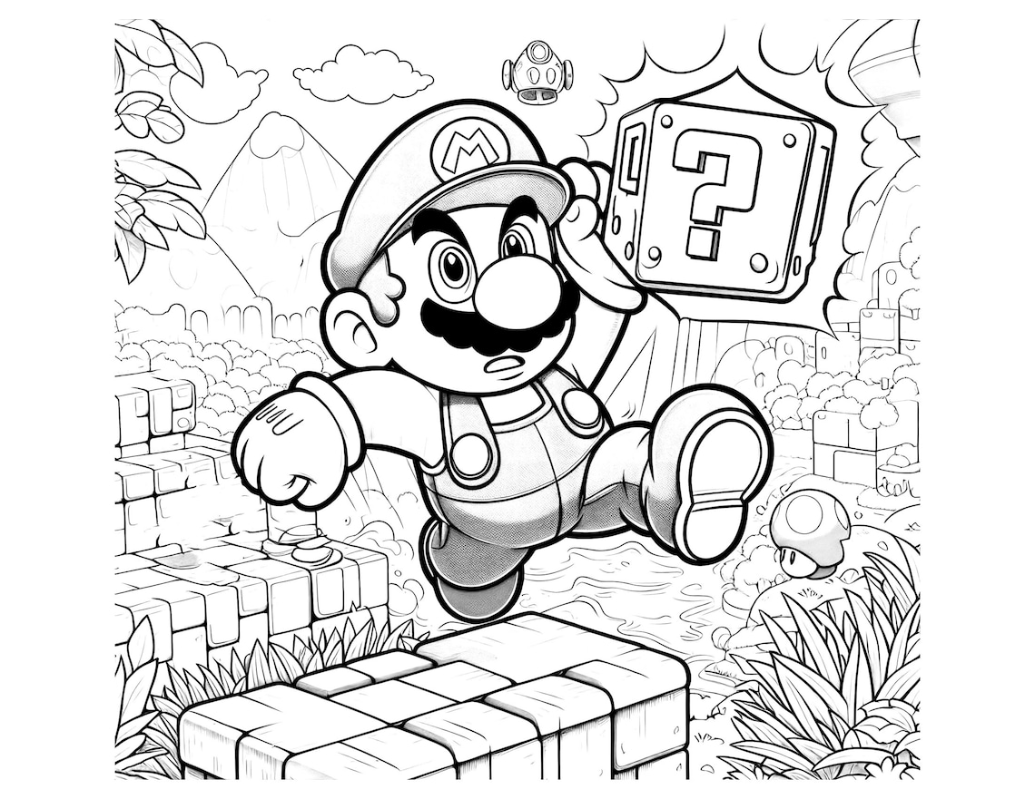 Mario Bros Coloring Pages 6 Pieces PDF&PNG Format Printable Coloring ...