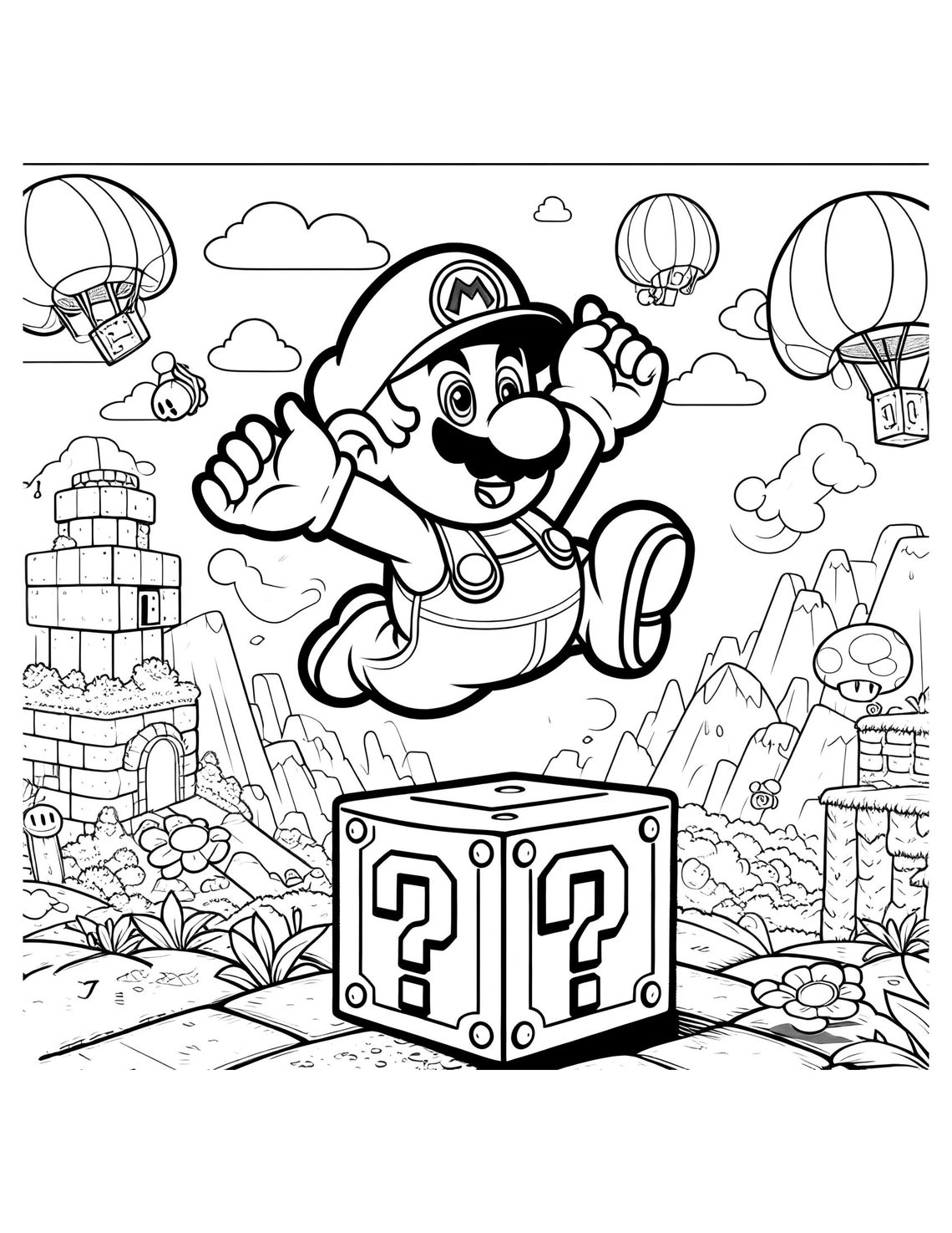 Mario Bros Coloring Pages 6 Pieces PDF&PNG Format Printable Coloring ...