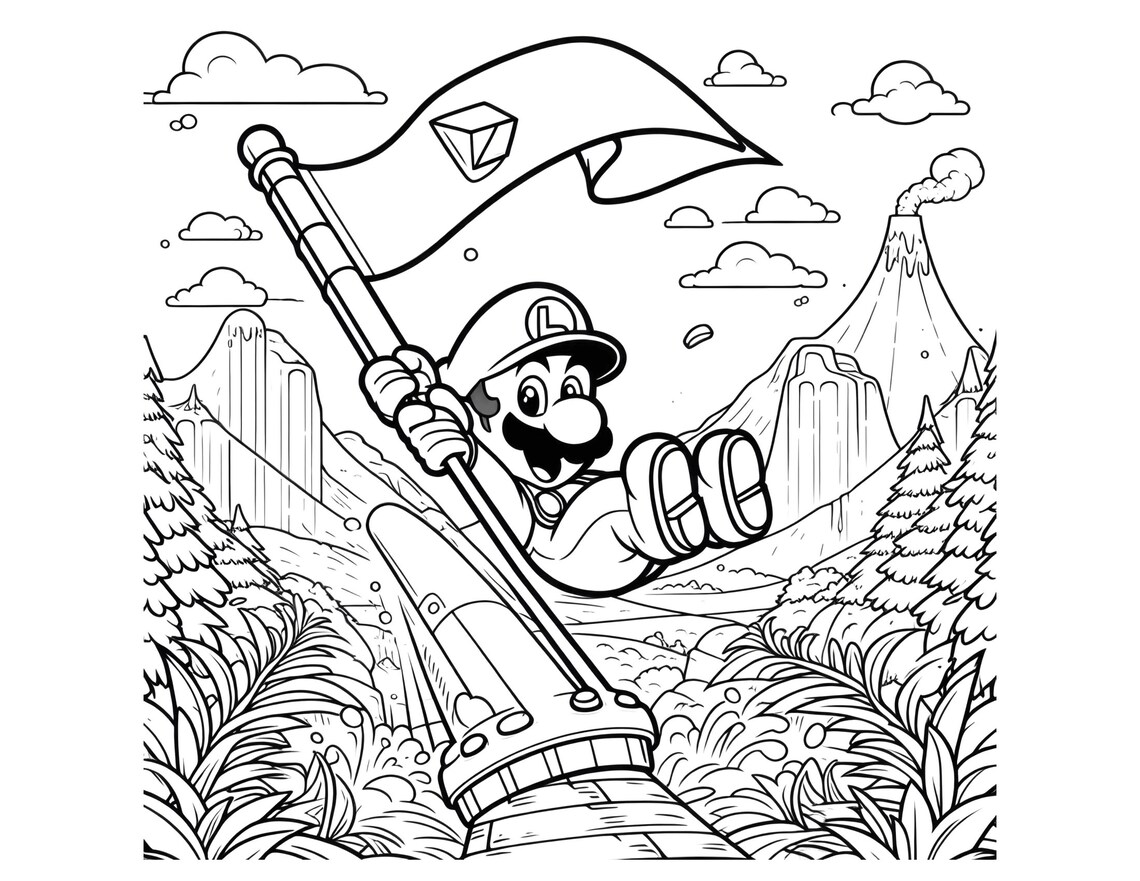 Mario Bros Coloring Pages 6 Pieces PDF&PNG Format Printable Coloring ...