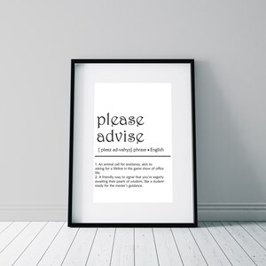 Please Advise Definition Print, Dictionary Poster, Printable Office ...