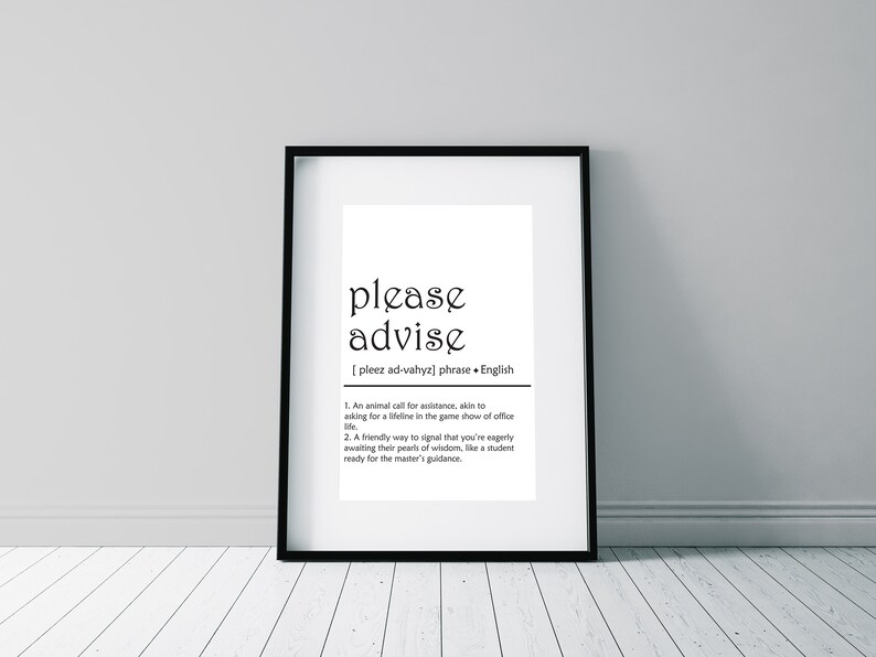 Please Advise Definition Print, Dictionary Poster, Printable Office ...