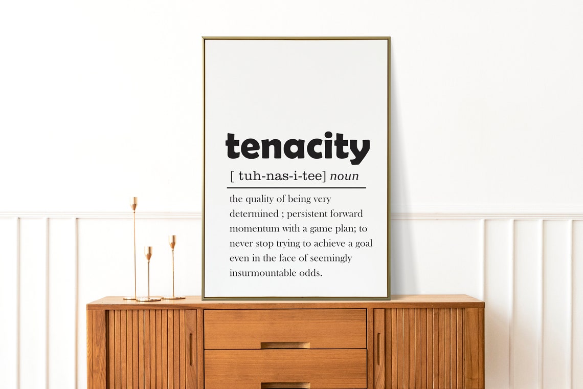 Tenacity Word Defination Print, Funny Office Sign, Office Wall Art ...