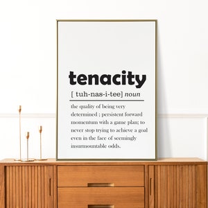 Tenacity Word Defination Print, Funny Office Sign, Office Wall Art ...