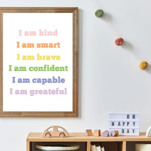 Affirmations for Kids - I Am Kind Smart Loved- Inspirational Nursery ...