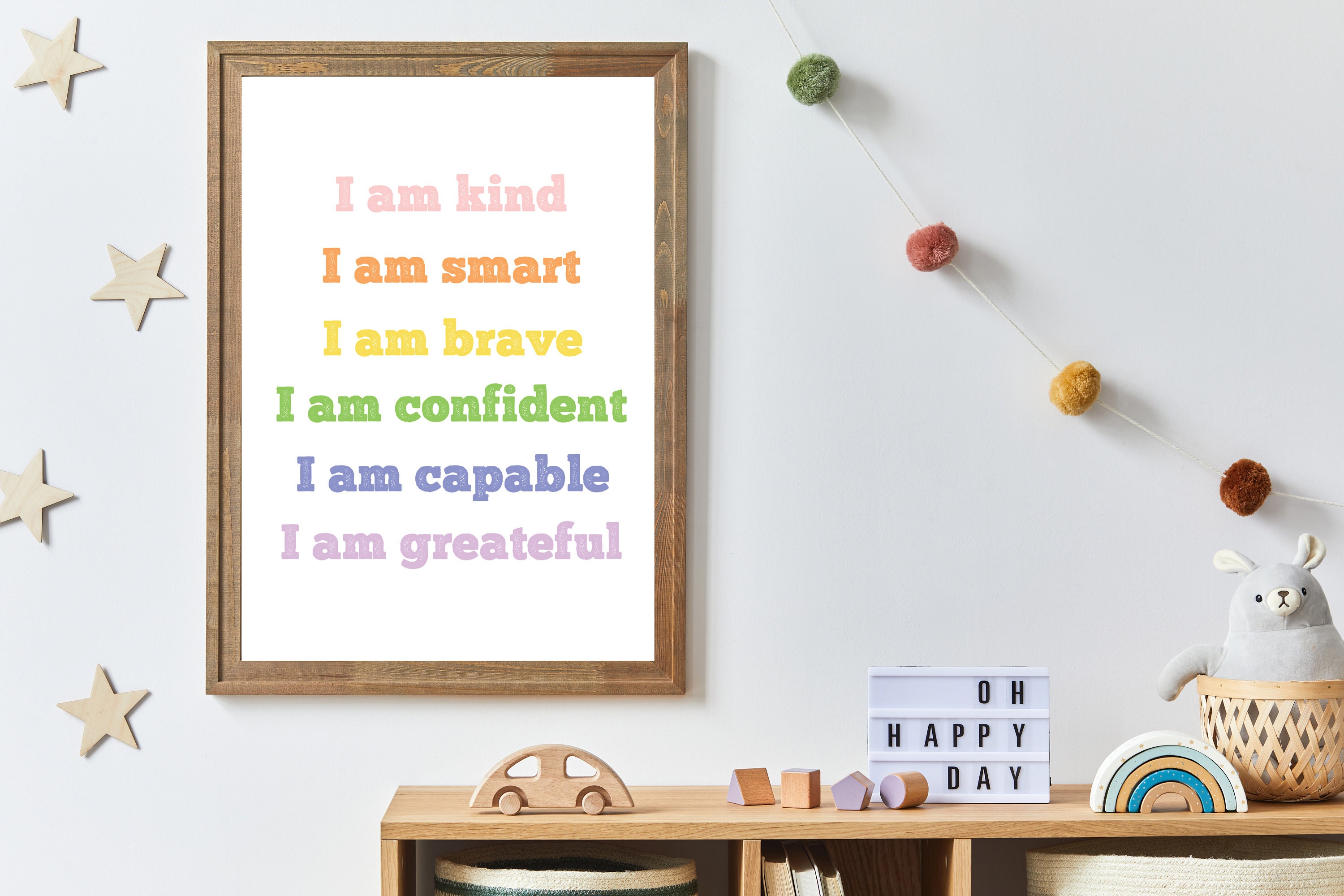 Affirmations for Kids I Am Kind Smart Loved Inspirational Nursery Decor ...