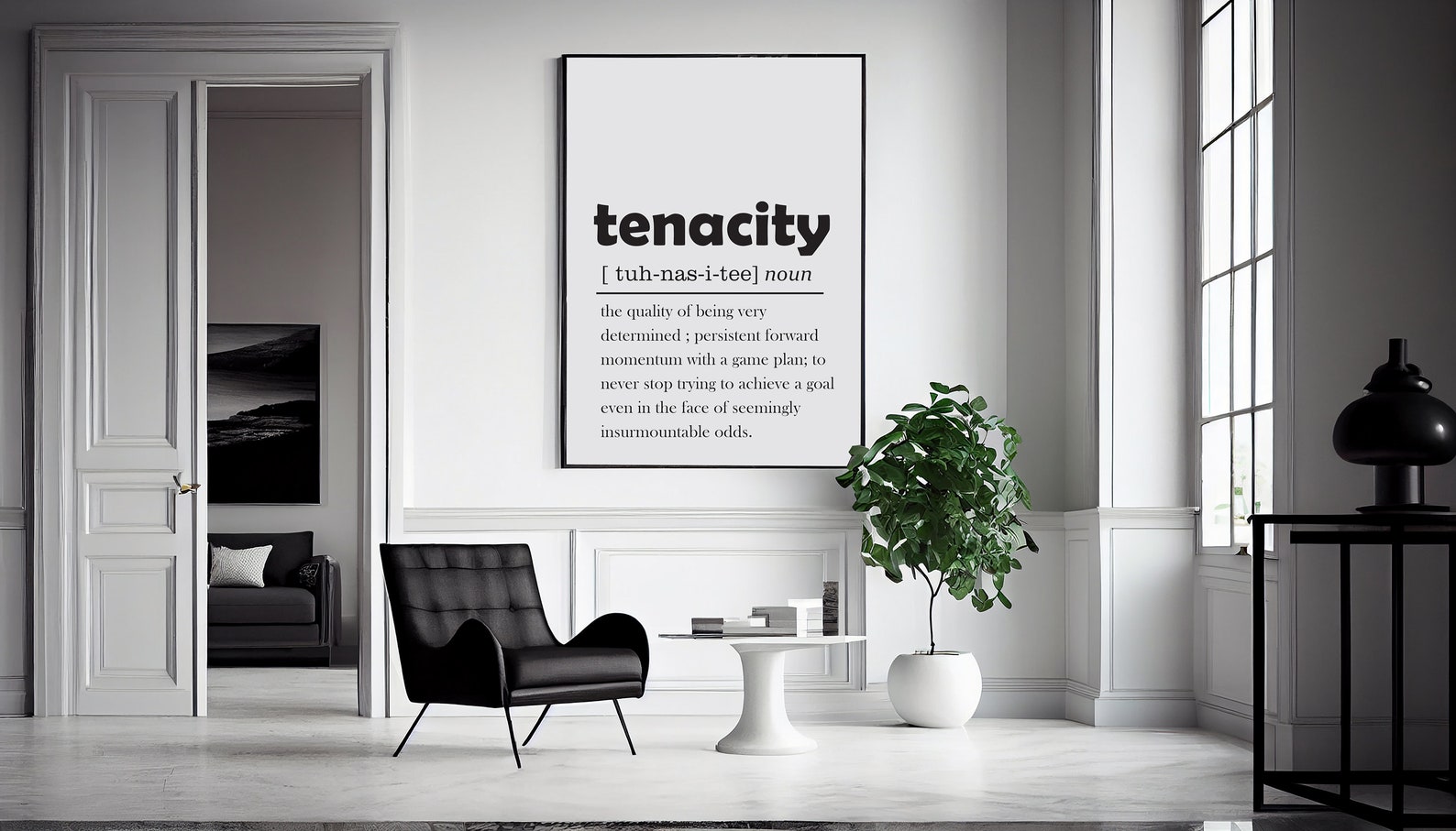 Tenacity Word Defination Print, Funny Office Sign, Office Wall Art ...