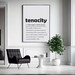 Tenacity Word Defination Print, Funny Office Sign, Office Wall Art ...