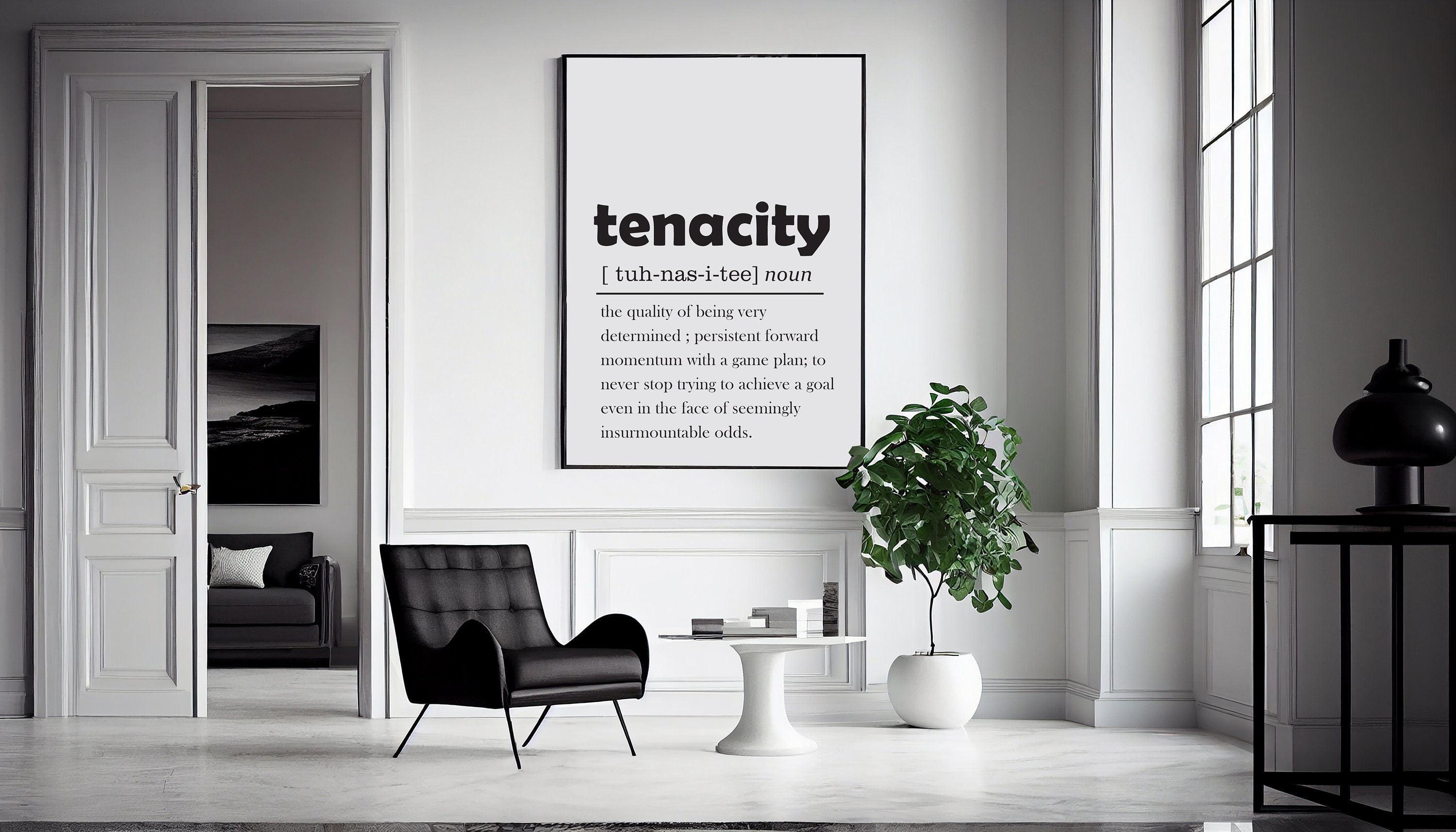 Tenacity Word Defination Print, Funny Office Sign, Office Wall Art ...