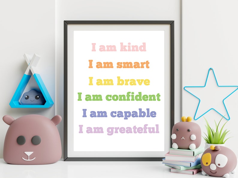 Affirmations for Kids - I Am Kind Smart Loved- Inspirational Nursery ...