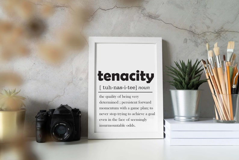 Tenacity Word Defination Print, Funny Office Sign, Office Wall Art ...
