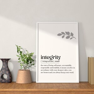 Integrity Word Definition Print | Office Wall Decor | Funny Office ...