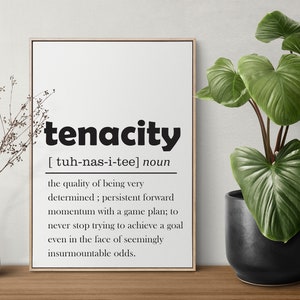 Tenacity Word Defination Print, Funny Office Sign, Office Wall Art ...