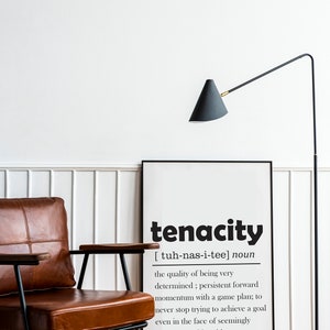 Tenacity Word Defination Print, Funny Office Sign, Office Wall Art ...