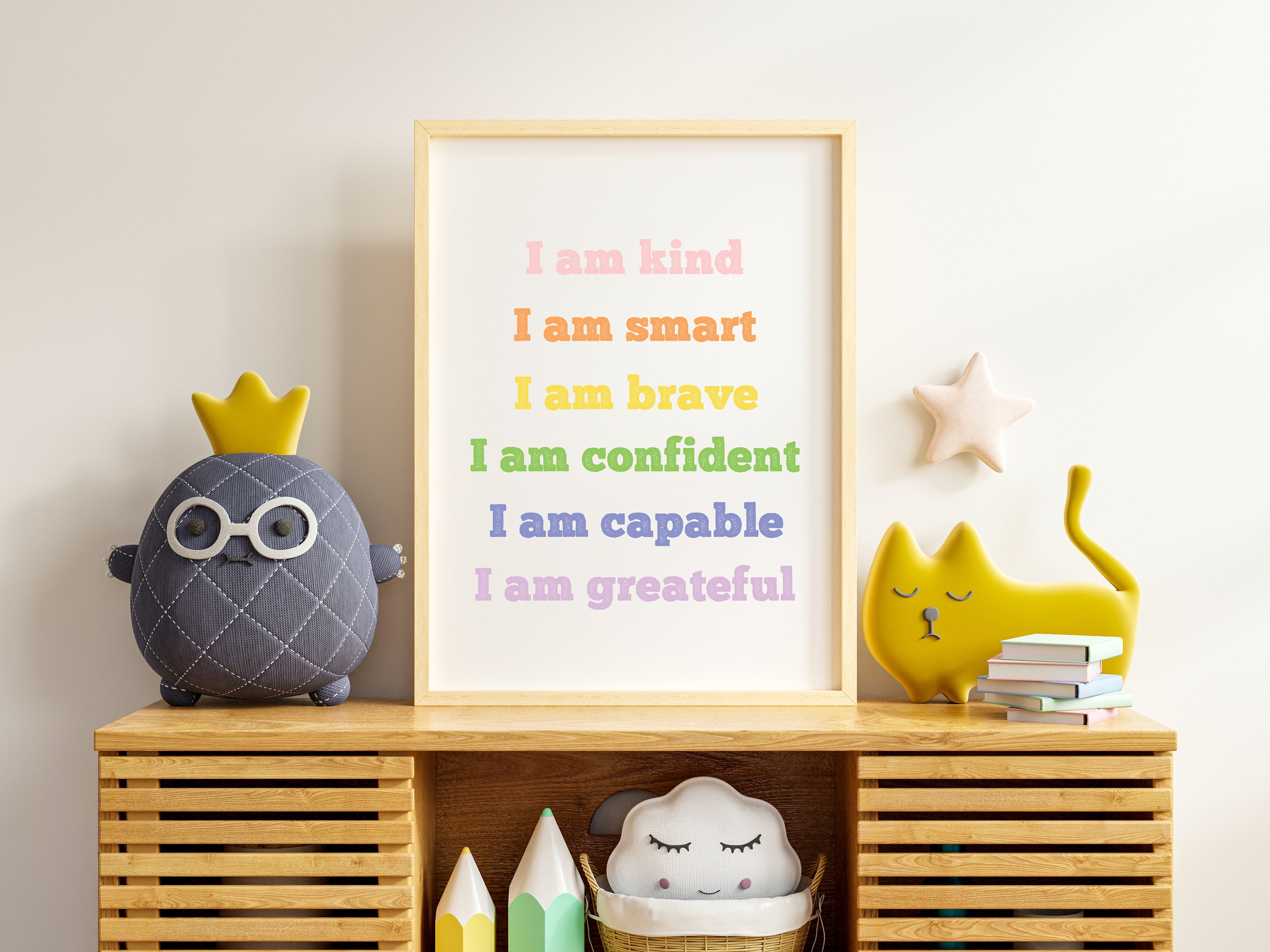 Affirmations for Kids I Am Kind Smart Loved Inspirational Nursery Decor ...