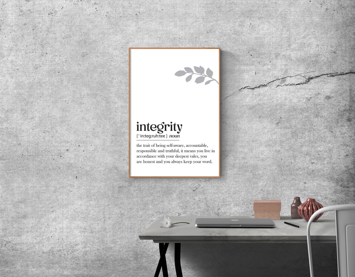 Integrity Word Definition Print | Office Wall Decor | Funny Office ...