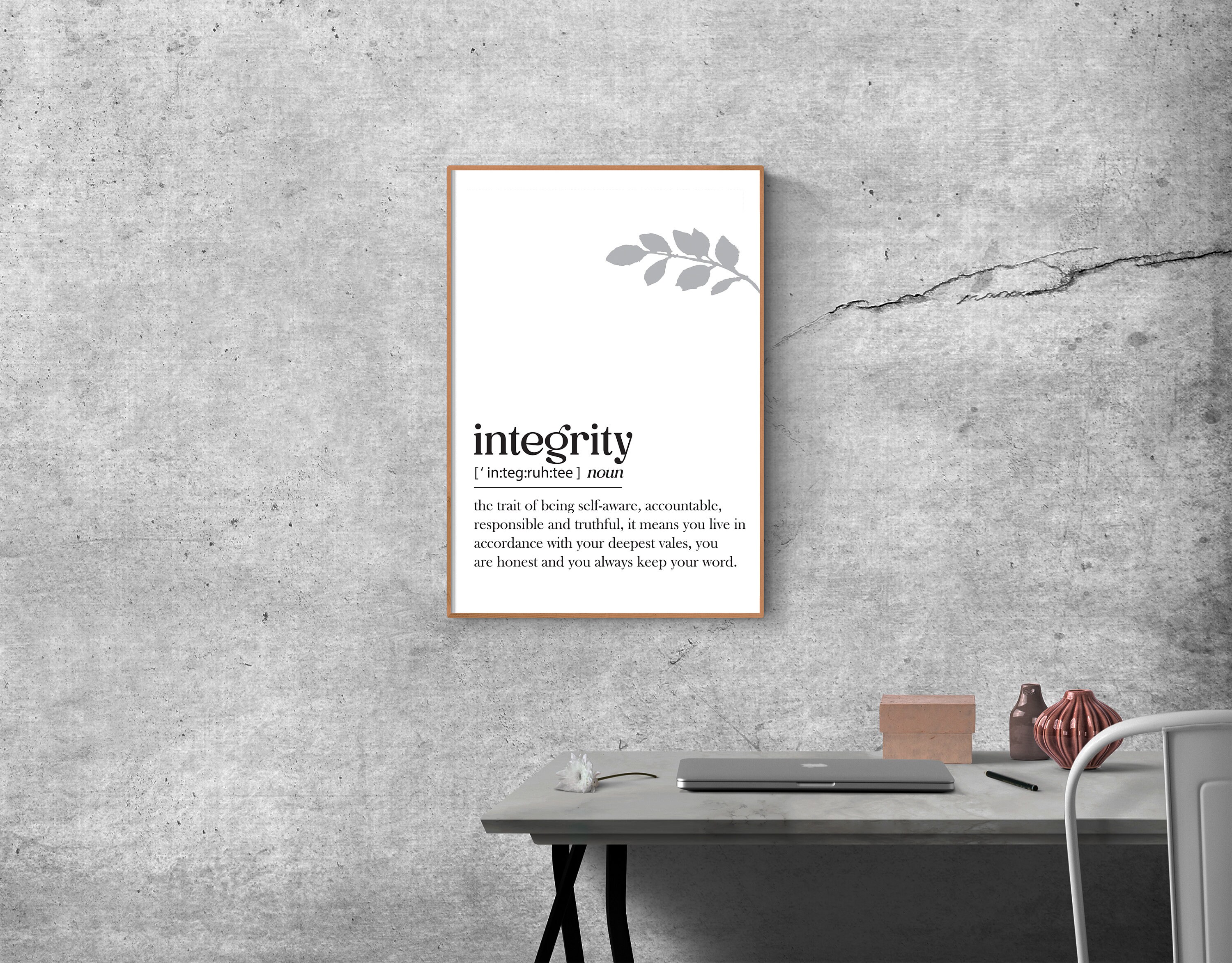 Integrity Word Definition Print | Office Wall Decor | Funny Office ...
