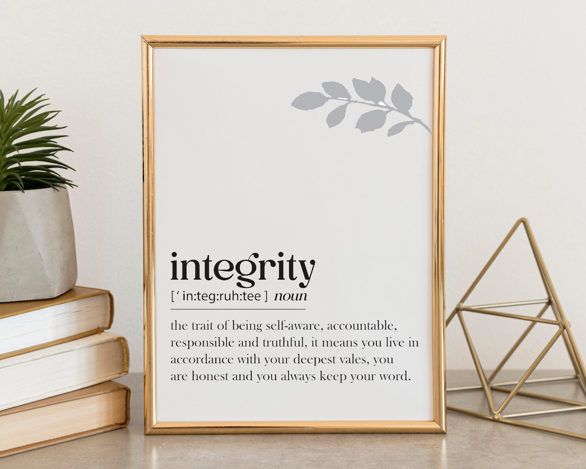 Integrity Word Definition Print | Office Wall Decor | Funny Office ...