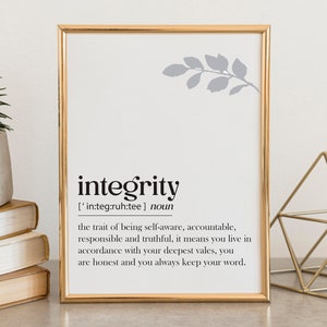 Integrity Word Definition Print | Office Wall Decor | Funny Office ...