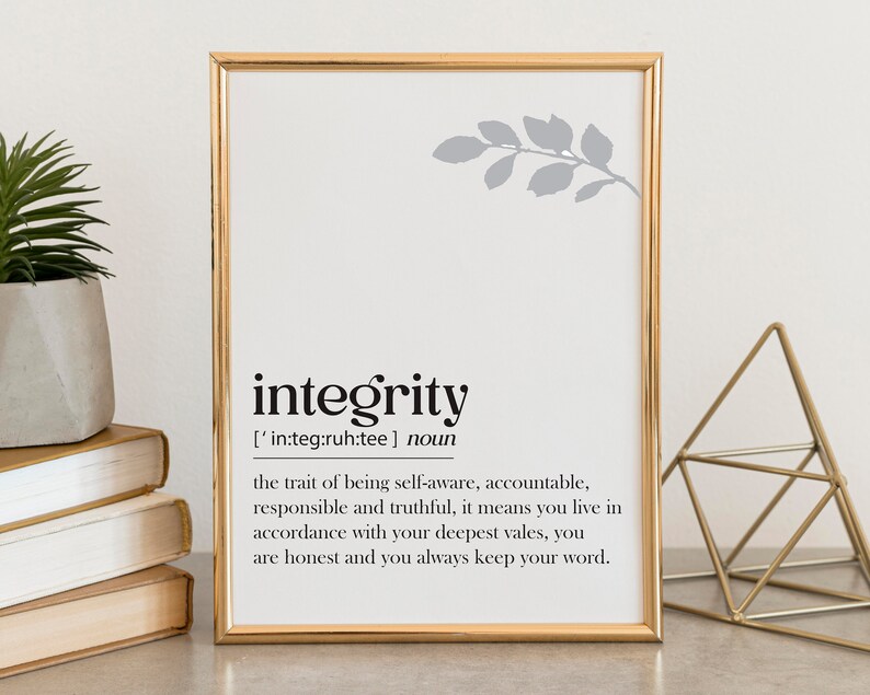 Integrity Word Definition Print | Office Wall Decor | Funny Office ...