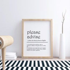 Please Advise Definition Print, Dictionary Poster, Printable Office ...