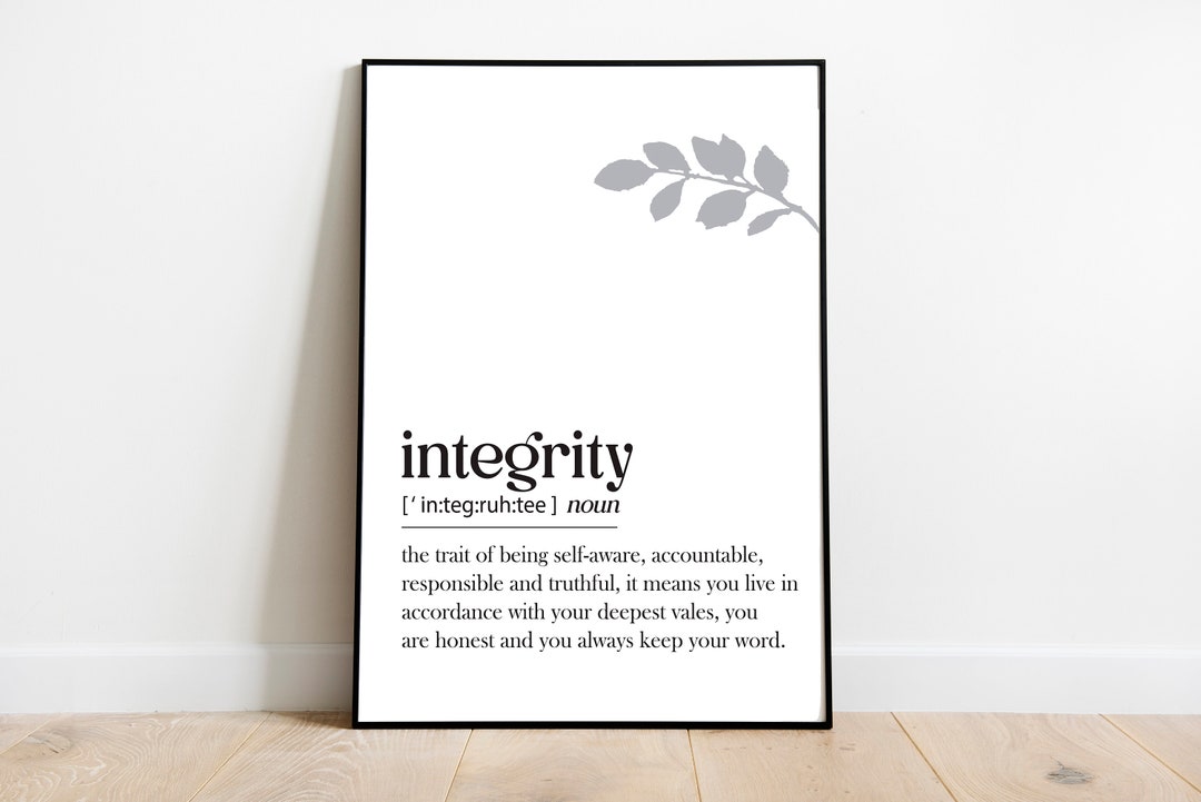 Integrity Word Definition Print | Office Wall Decor | Funny Office ...